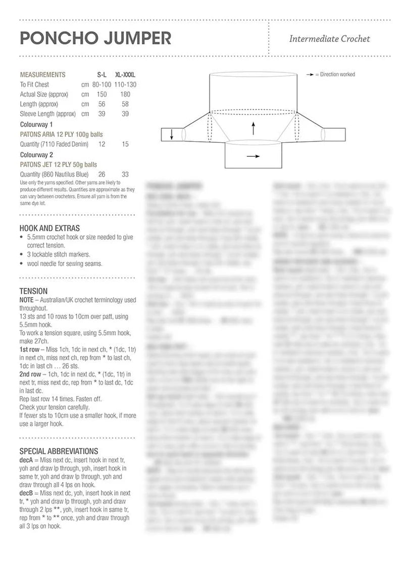 Patons Crochet Poncho Jumper Pattern Book – Knitty Gritty yarn and more