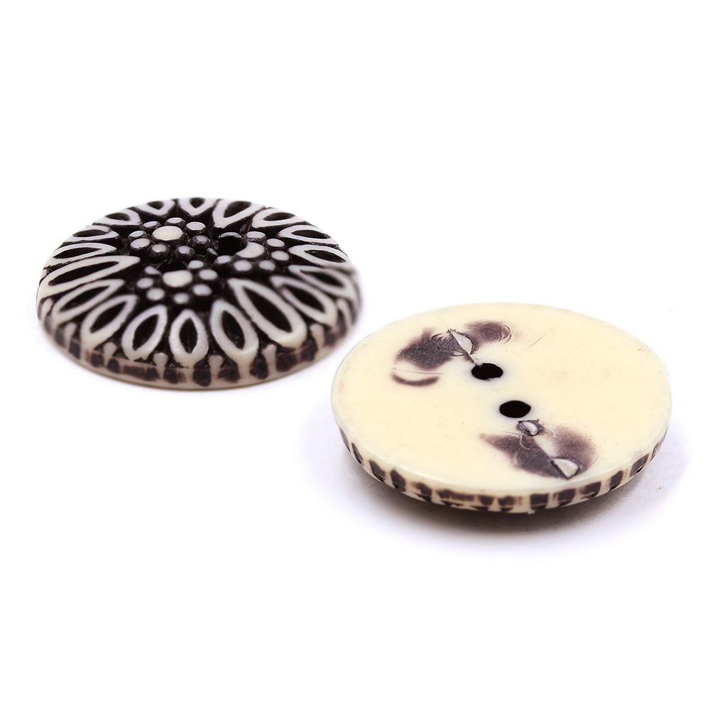 Sullivans 19mm Round Plastic Button 2 Hole - Black With Grey Teardrop ...